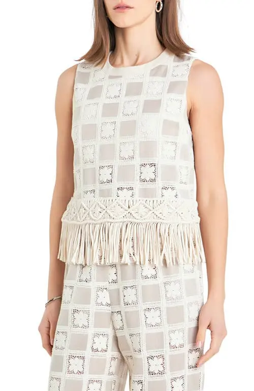 English Factory Crochet Lace Patchwork Tank