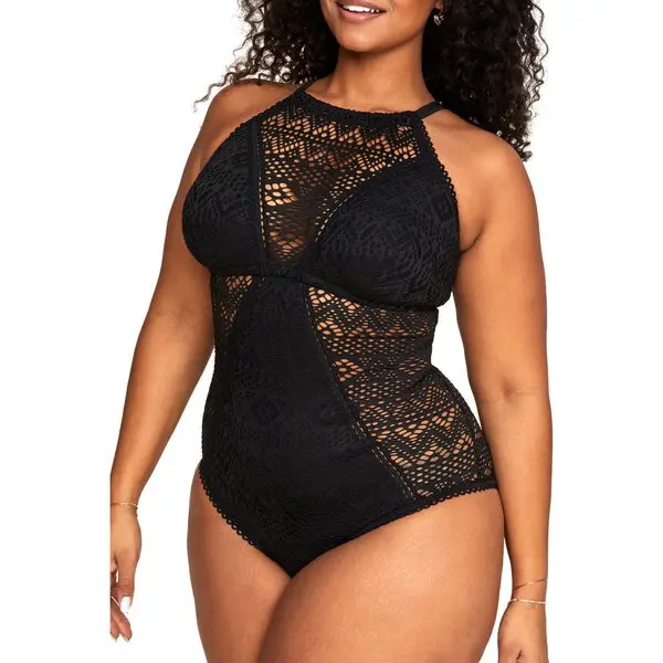 ADORE ME Margaret Crochet One-piece Swimsuit - Jet Black
