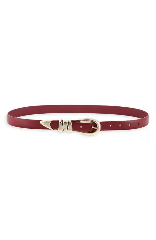 Madewell Chunky Metal Leather Belt Wild Cranberry 26% Off