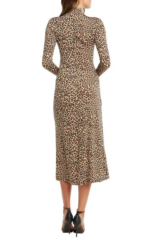 Bardot Long Sleeve Body-Con Midi Dress - Leopard | Editorialist