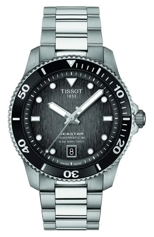 TISSOT Seastar 1000 Powermatic 80 Bracelet Watch - Black/silver
