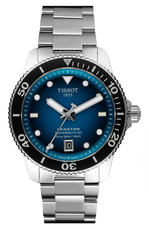 TISSOT Seastar 1000 Powermatic 80 Bracelet Watch - Turquoise/silver