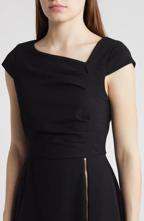 Tahari Asl Ruched Midi Sheath Dress In Black - 70% Off | Editorialist
