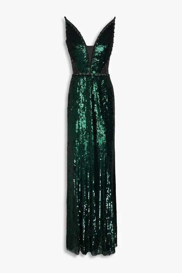 Jenny Packham Amara Crystal-embellished Sequined Tulle Gown