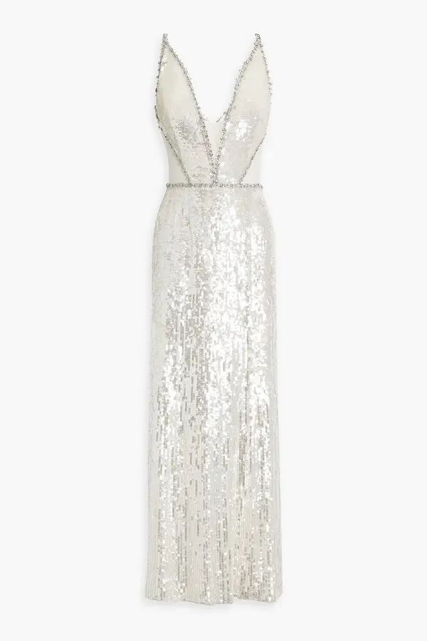 Jenny Packham Amara Crystal-embellished Sequined Tulle Gown