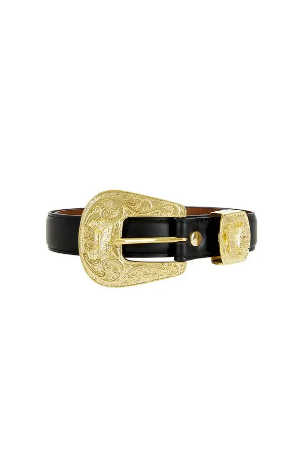 Needles Leather Papillon Western Tip Belt - Black