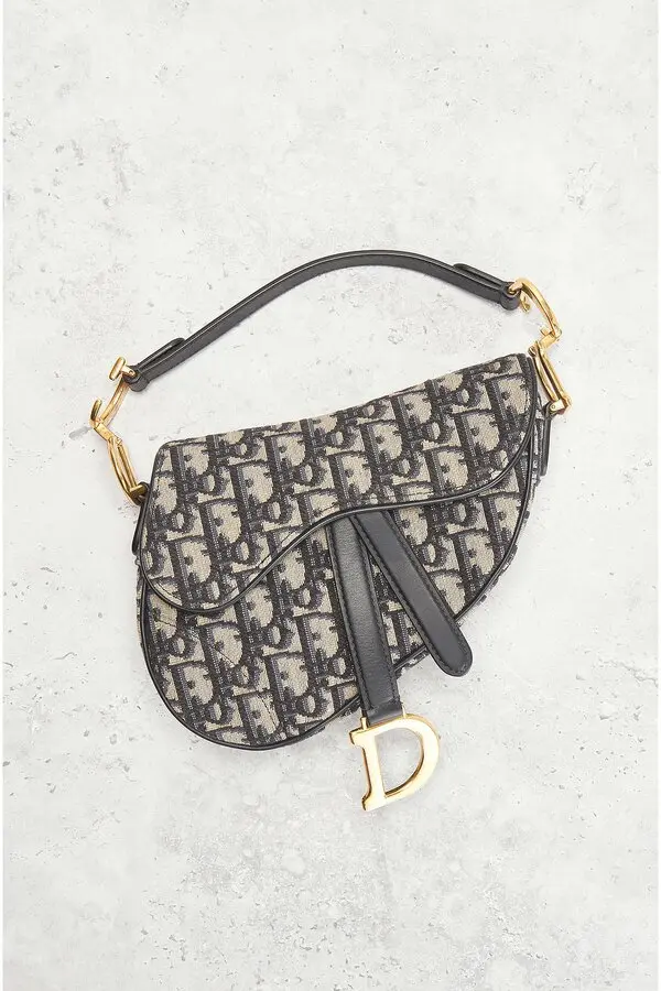Dior Oblique Saddle Bag In Navy