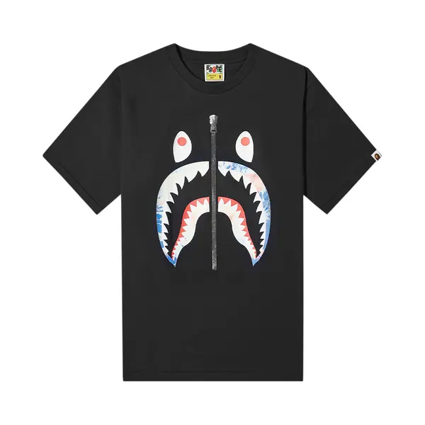A BATHING APE Tie Dye Shark Tee - Black