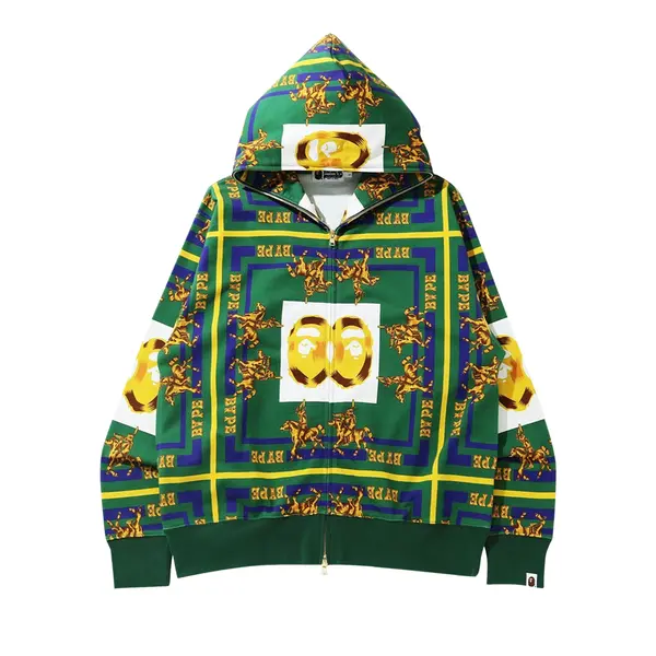 A BATHING APE Double Ape Head Relaxed Full Zip Hoodie - Green