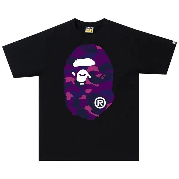 A BATHING APE Color Camo Big Ape Head Tee /purple - Black