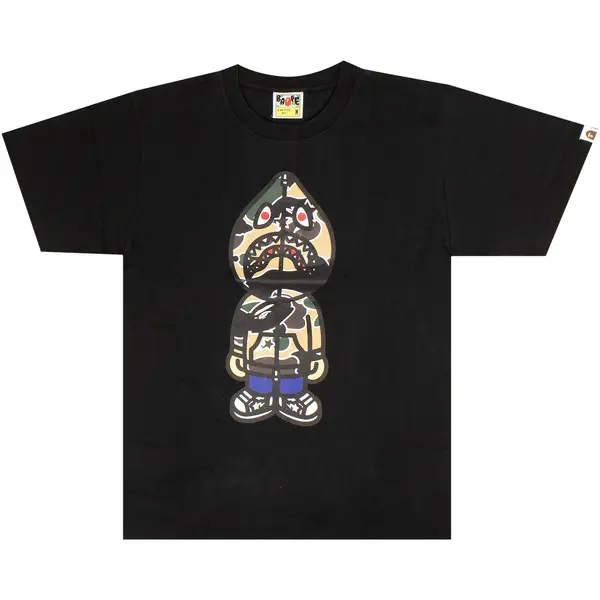 A BATHING APE Sta Camo Classic Milo Shark Tee /yellow - Black