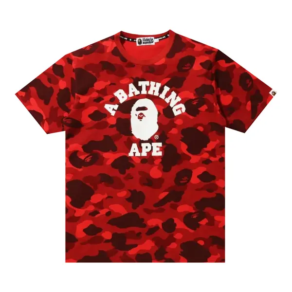 A BATHING APE Color Camo College Tee - Red