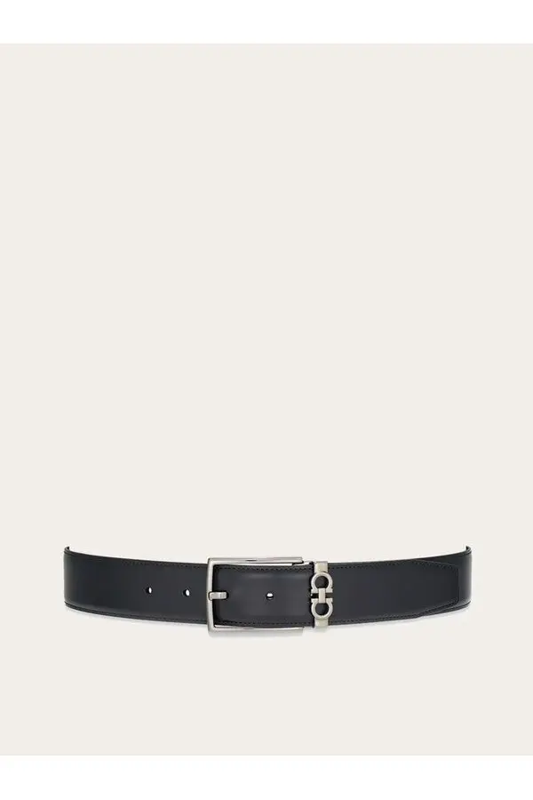 FERRAGAMO Reversible And Adjustable Gancini Belt - Black