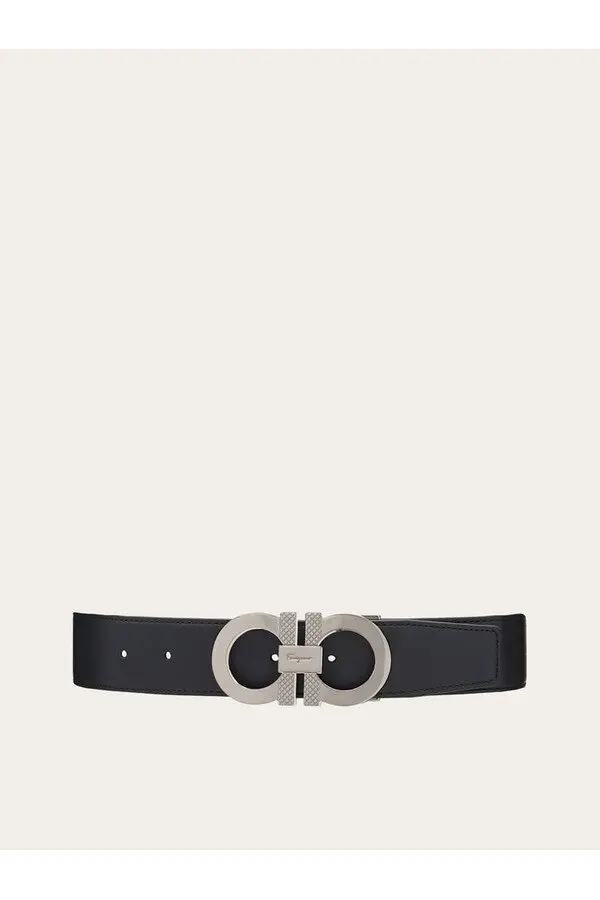 FERRAGAMO Reversible And Adjustable Gancini Belt - Black
