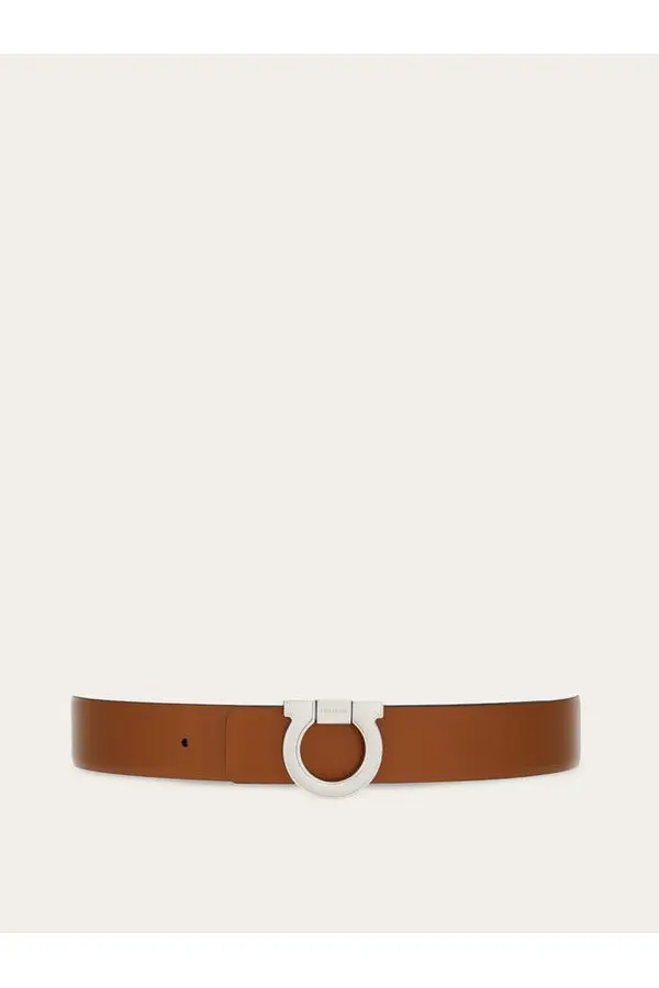 FERRAGAMO Fixed Reversible Leather Belt - Natural