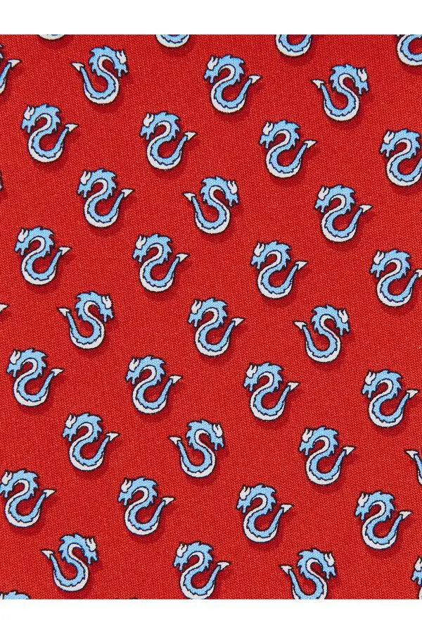 FERRAGAMO Dragon Print Silk Tie