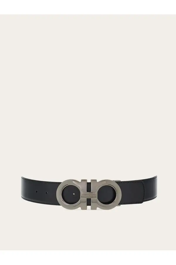 FERRAGAMO Reversible And Adjustable Gancini Belt - Black