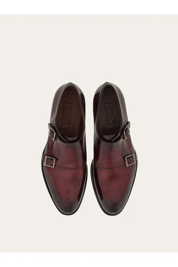 FERRAGAMO Tramezza Double Monk Strap - Natural