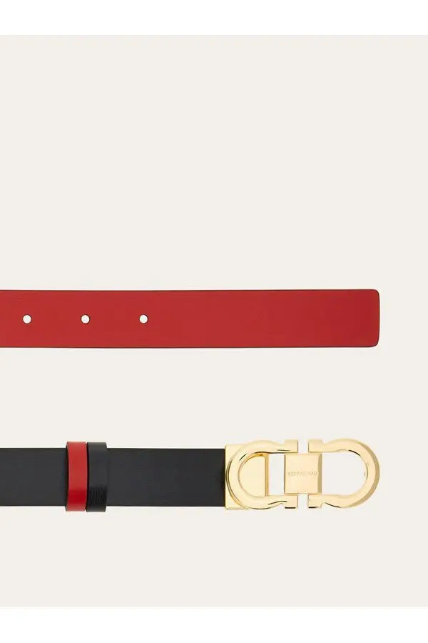 FERRAGAMO Reversible And Adjustable Gancini Belt - Red