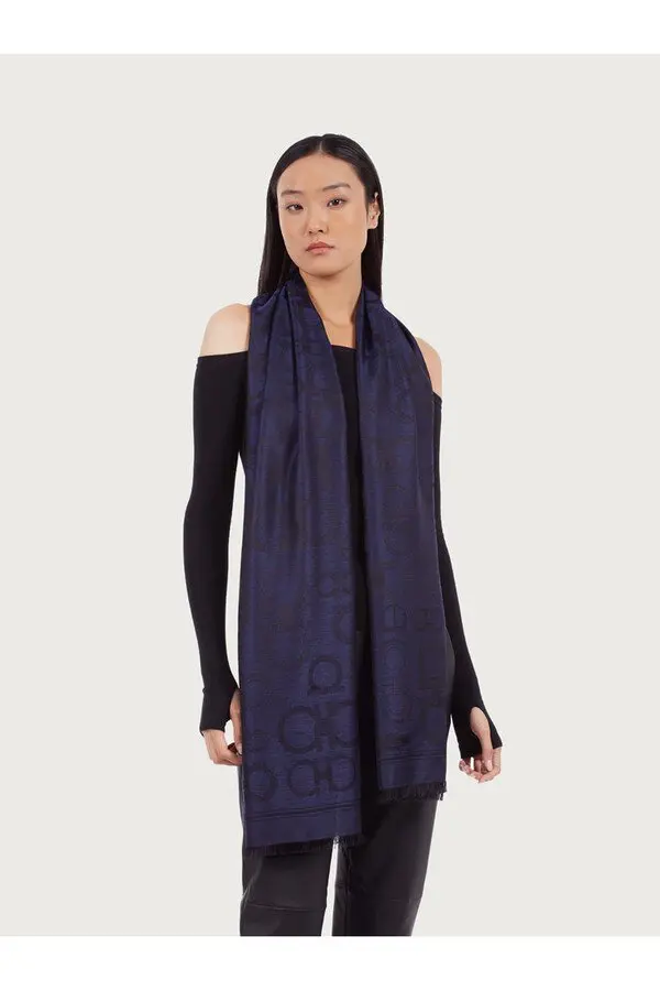 FERRAGAMO Gancini Stole - Navy