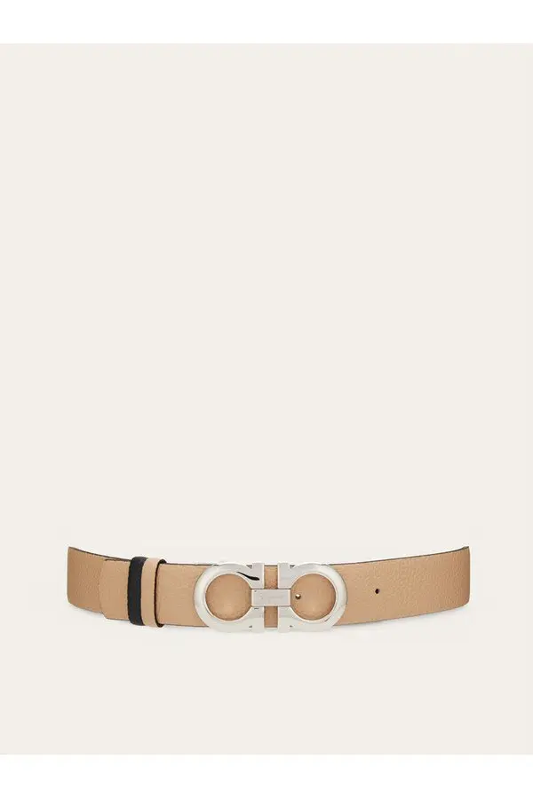 FERRAGAMO Reversible And Adjustable Gancini Belt - Black