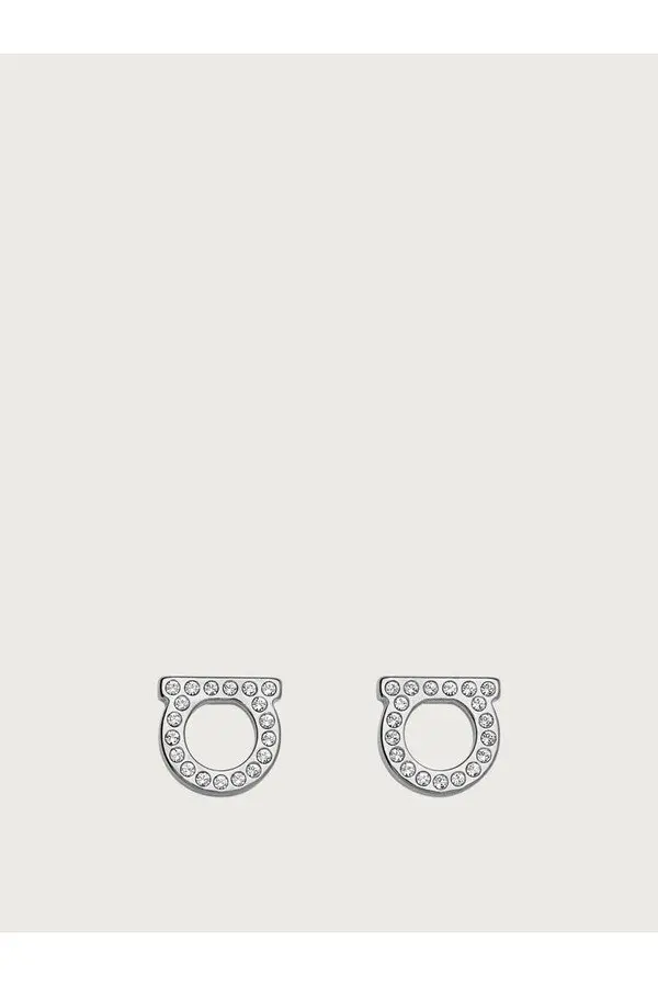 FERRAGAMO Gancini Crystal Stud Earrings - Gold