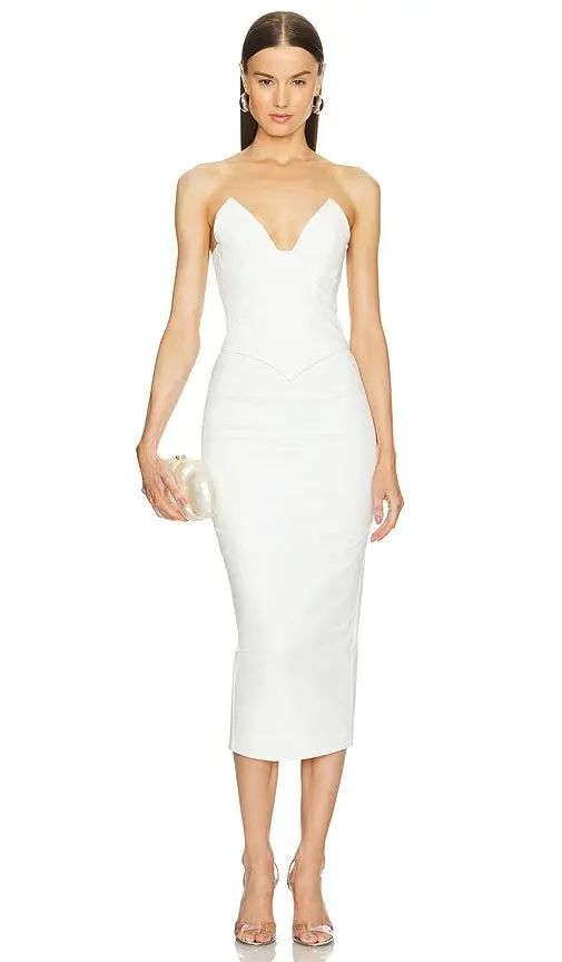 Michael Costello Zosia Midi Dress In Ivory - 30% Off | Editorialist