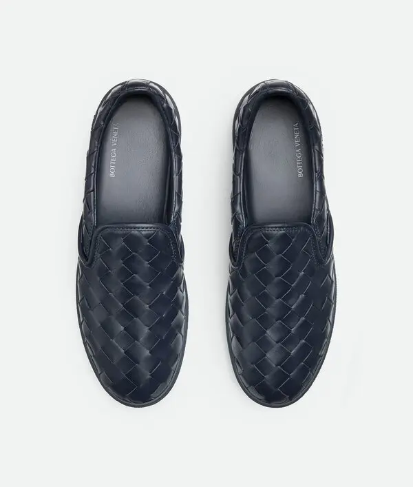 Bottega Veneta Intrecciato Leather Slip-on Sneakers - Space