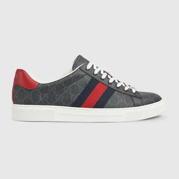 Gucci Ace Sneaker With Web And Gg Canvas - Black