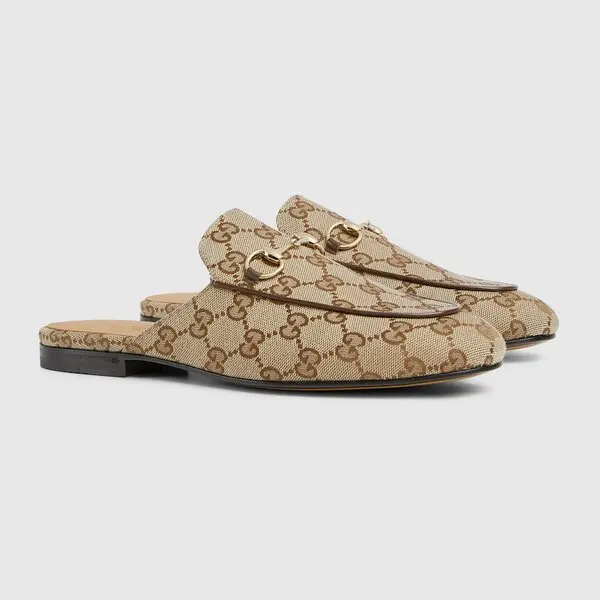 Gucci Princetown Slipper In Original Gg Canvas - Beige