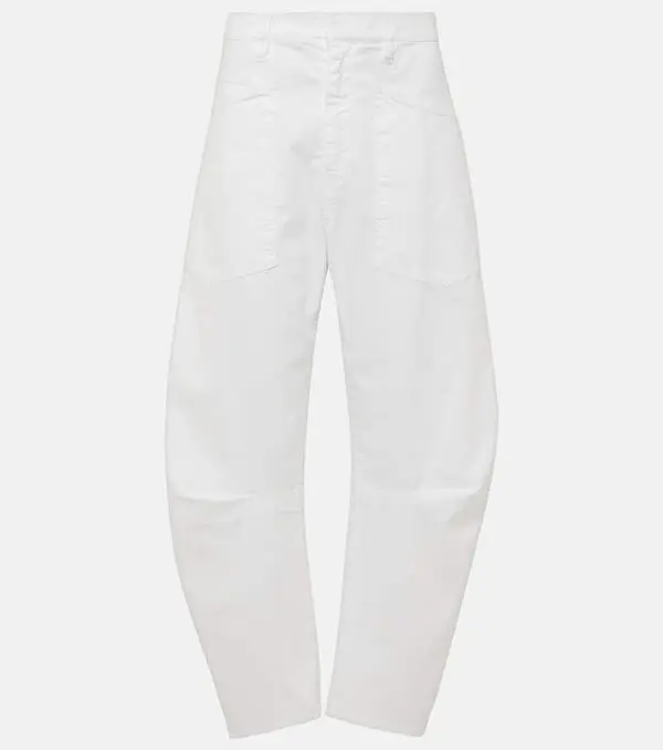 NILI LOTAN Shon Cotton Twill Barrel-leg Pants - White