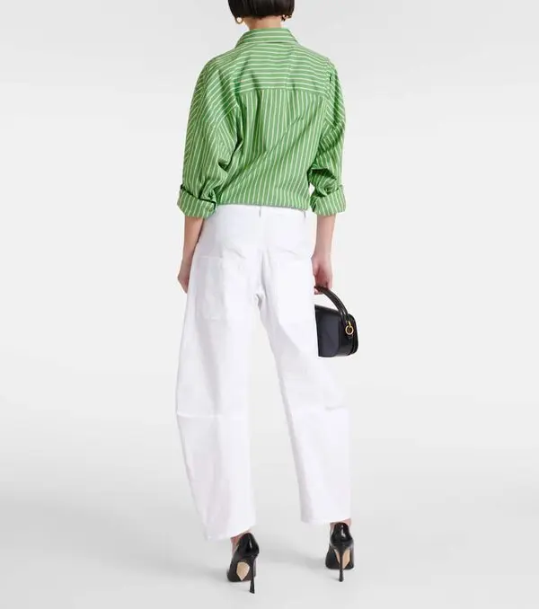 NILI LOTAN Shon Cotton Twill Barrel-leg Pants - White