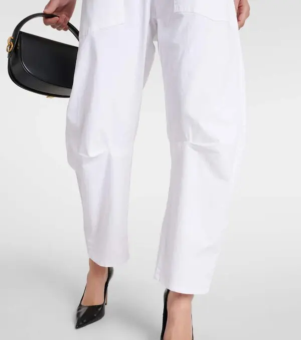 NILI LOTAN Shon Cotton Twill Barrel-leg Pants - White