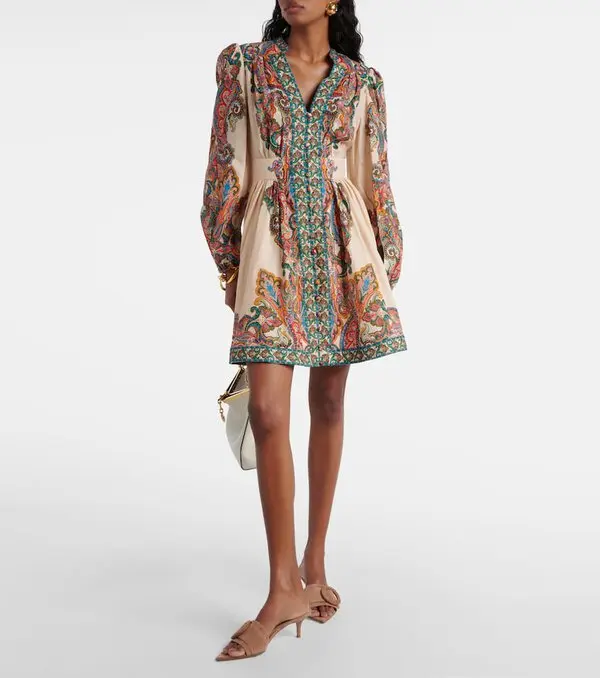 Zimmermann Ottie Plunge Paisley Minidress In Multicoloured - 30% Off |  Editorialist