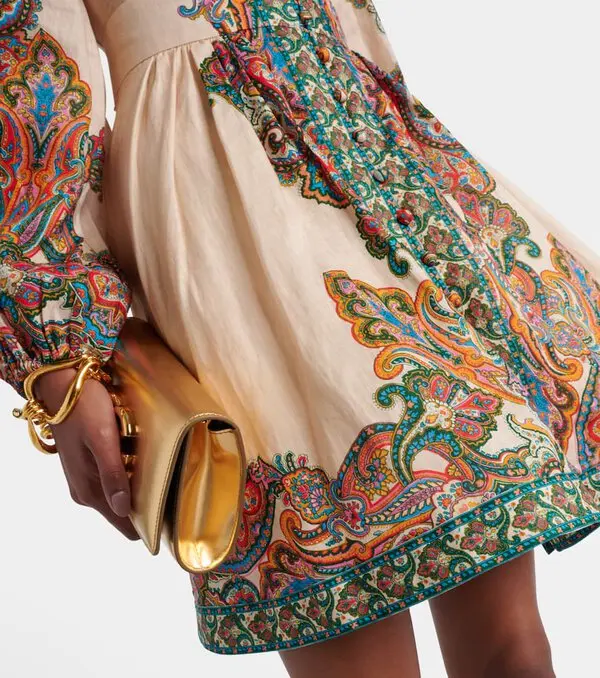 Zimmermann Ottie Plunge Paisley Minidress In Multicoloured - 30% Off |  Editorialist