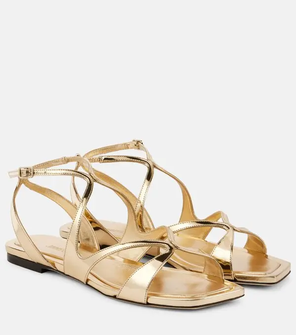 JIMMY CHOO Ayla Metallic Leather Sandals - Gold