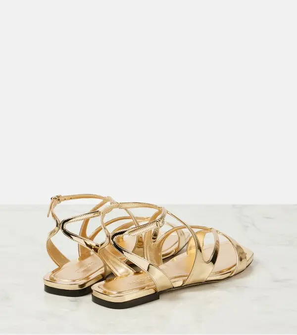 JIMMY CHOO Ayla Metallic Leather Sandals - Gold