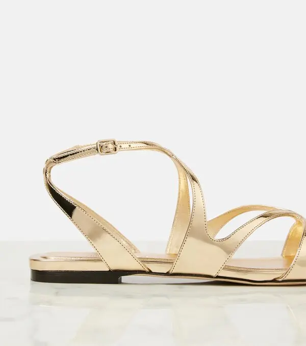JIMMY CHOO Ayla Metallic Leather Sandals - Gold