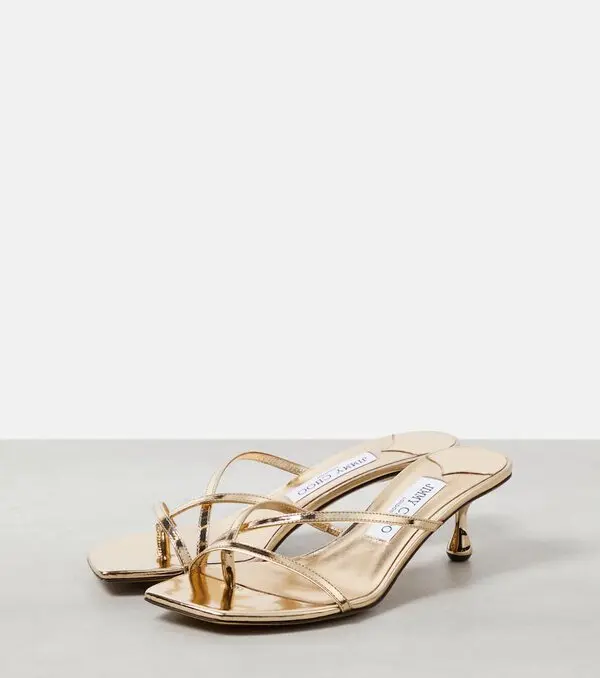 JIMMY CHOO Etana Metallic Leather Mules