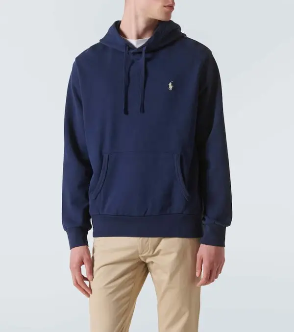 Ralph Lauren Logo Cotton Jersey Hoodie - Blue