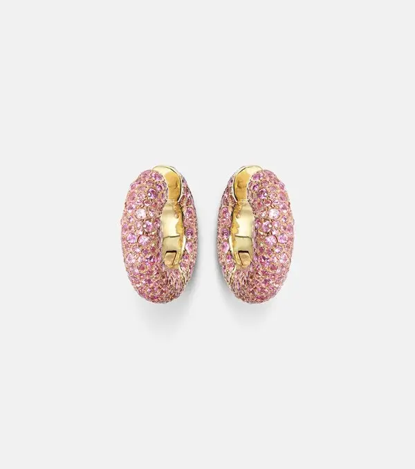 OCTAVIA ELIZABETH Blossom Bubble 18kt Yellow Sapphire Hoop Earrings - Gold