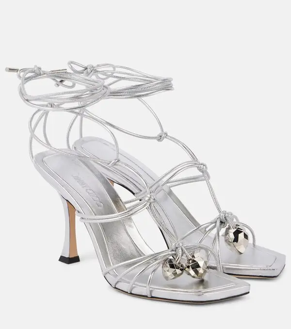 JIMMY CHOO Jemma 90 Metallic Leather Sandals