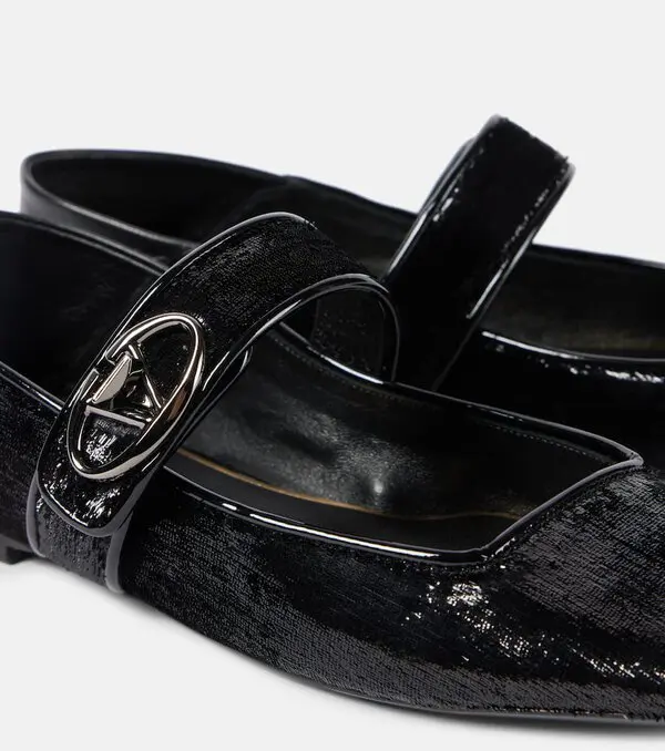 Valentino Garavani Vlogo Locker Mary Jane Flats - Black