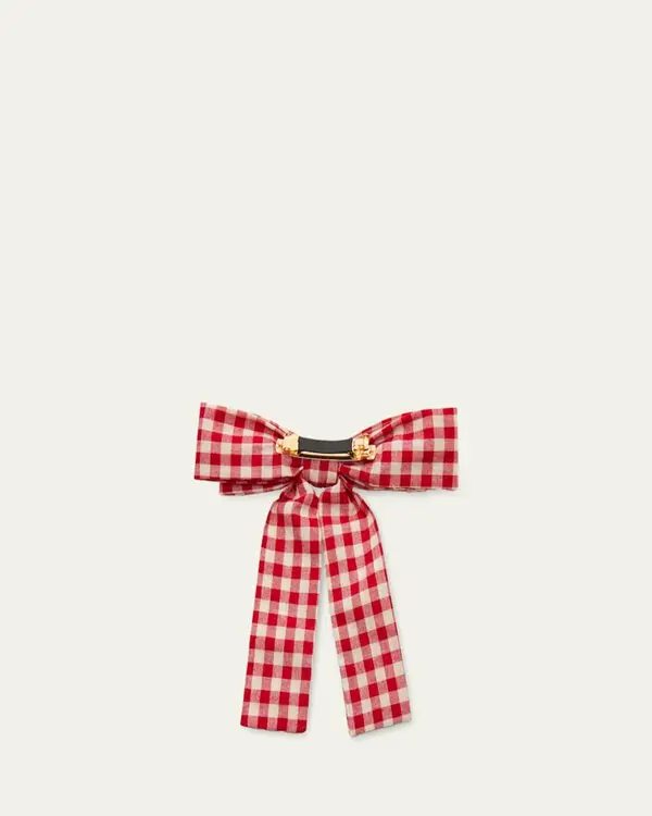 Lele Sadoughi Antoinette Gingham Bow Barrette - Ladybug Red  display picture 1