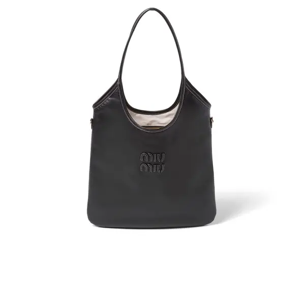 Miu Miu Leather Bag With Gold-tone Hardware - Black