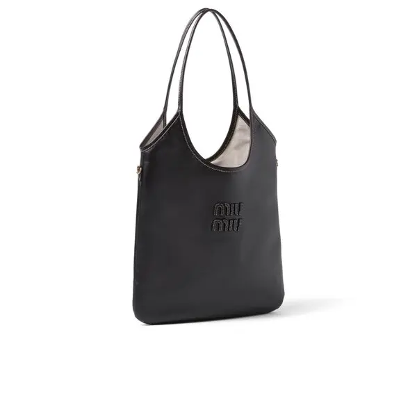 Miu Miu Leather Bag With Gold-tone Hardware - Black