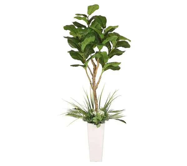 PULEO INTERNATIONAL 6 Ft. Artificial Fiddle Lea F Ficus Tree - One-color