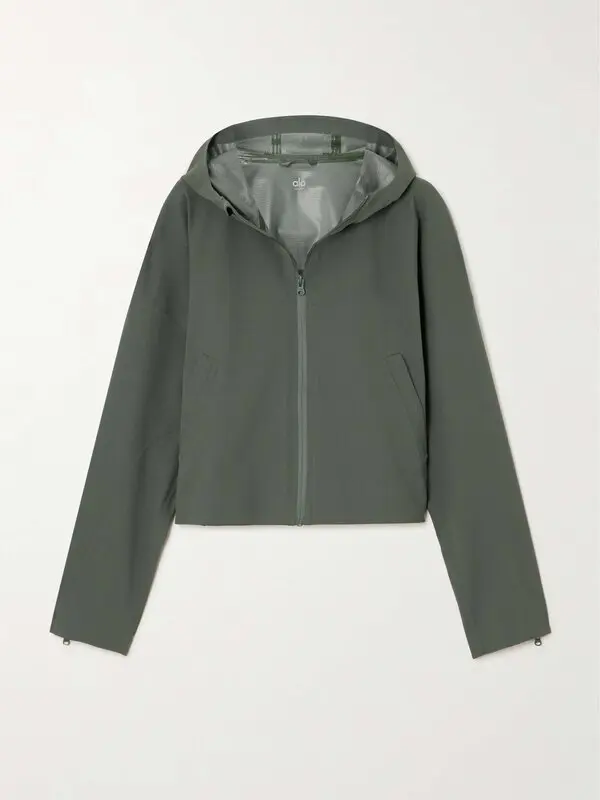 Alo Yoga Rain Or Shine Stretch Recycled-ripstop Hooded Jacket