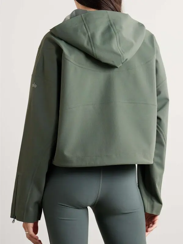 Alo Yoga Rain Or Shine Stretch Recycled-ripstop Hooded Jacket