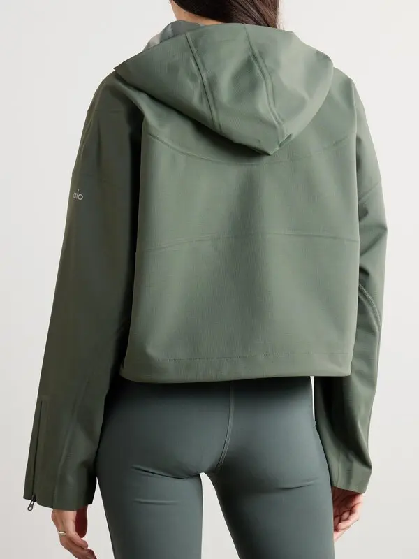 Alo Yoga Rain Or Shine Stretch Recycled-ripstop Hooded Jacket